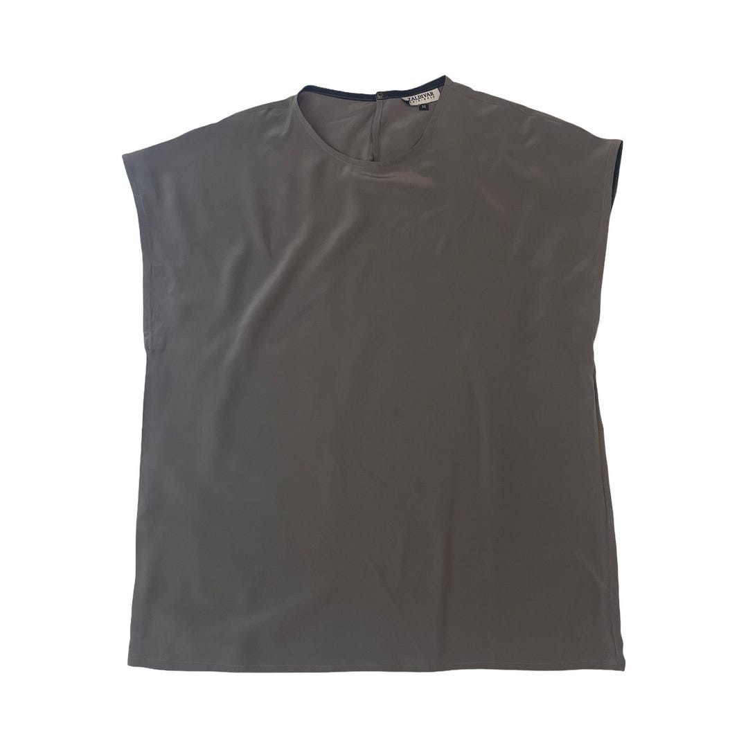 Mens "miami Vice" Boxy Sleeveless Tank Top Shirt - Steel Grey/silk ...