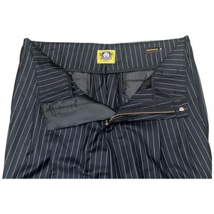 Mens High Waisted HOLLYWOOD Pants Navy-light Gray Pinstriped/wool ...