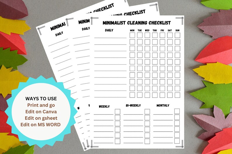 Minimalist Monthly Cleaning Checklist Printable & Digital - Etsy