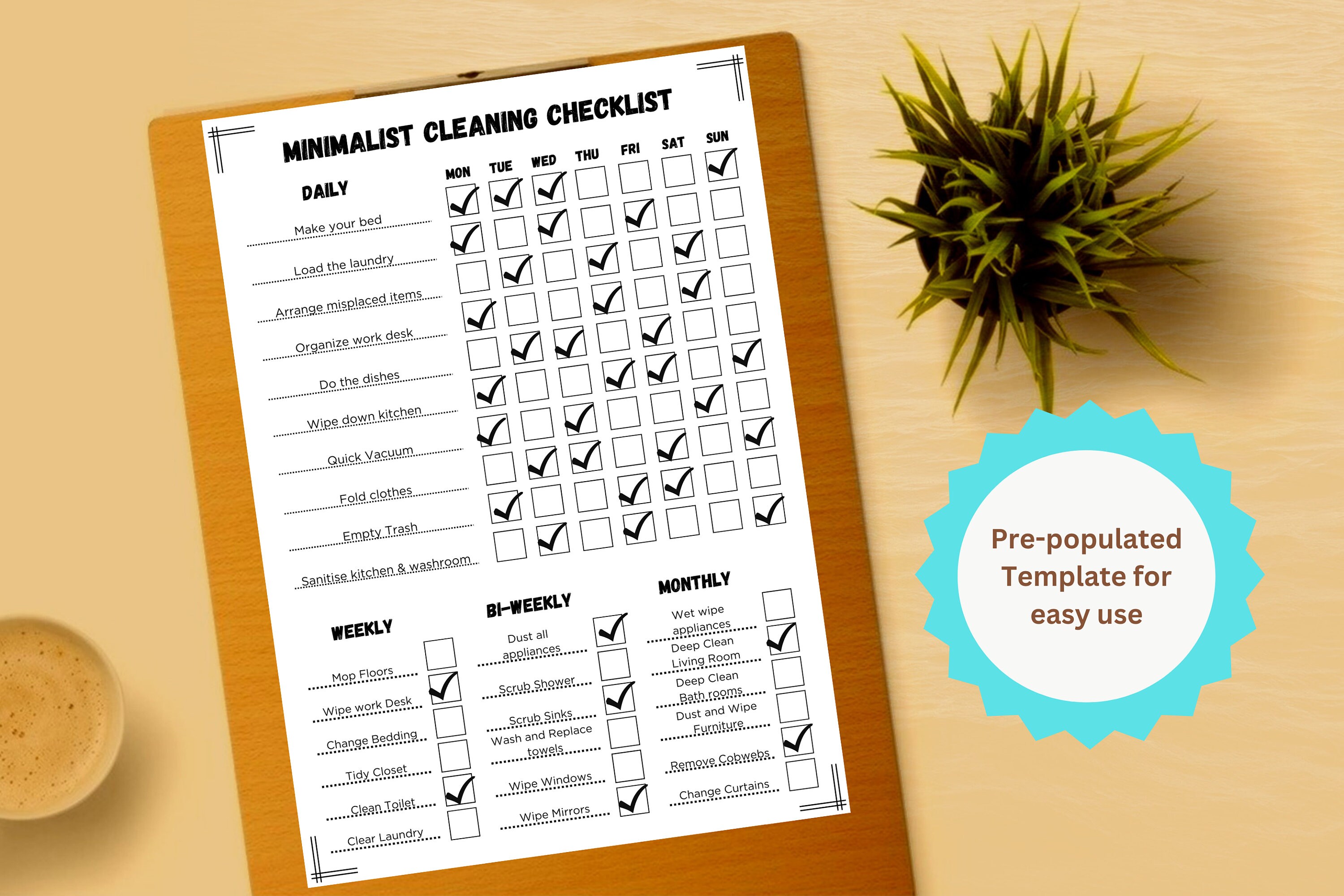 Minimalist Monthly Cleaning Checklist Printable & Digital - Etsy