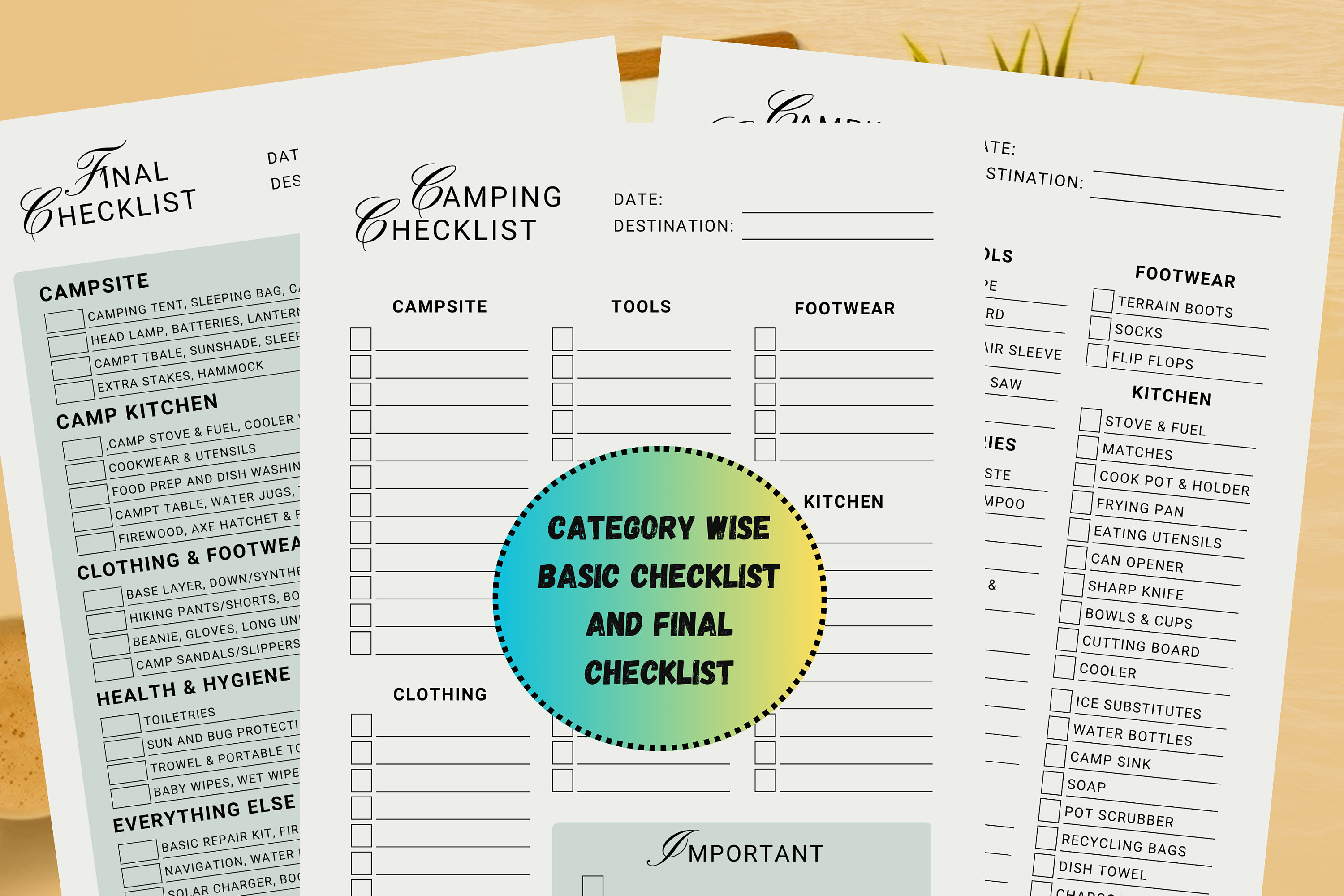 Camping Checklist Blank and 2 Pre-populated Templates A4 Size Use as ...