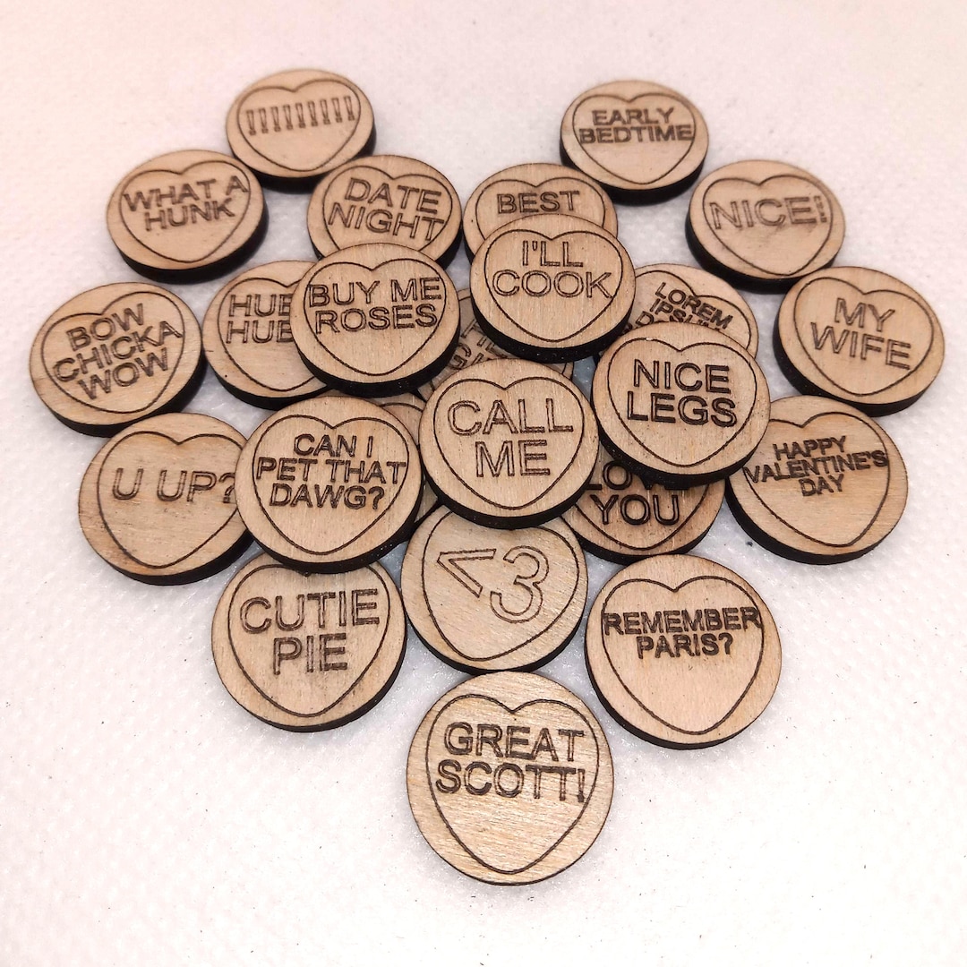 Wooden Love Hearts With Custom Messages - 10 Pieces Candy/sweets ...