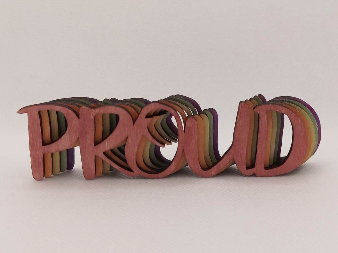 Layered Multi-coloured Custom Word - Cascading Wooden Laser Cut Rainbow ...