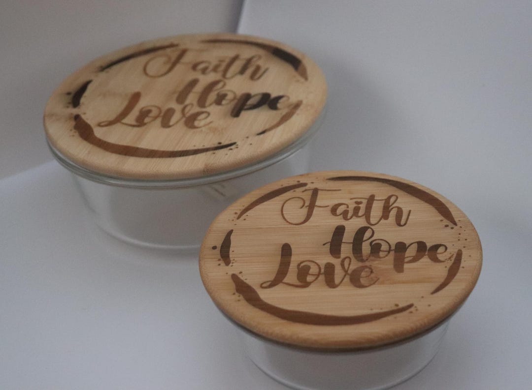 Circular Glass Food Storage Container With Laser Engraved Bamboo Lid ...