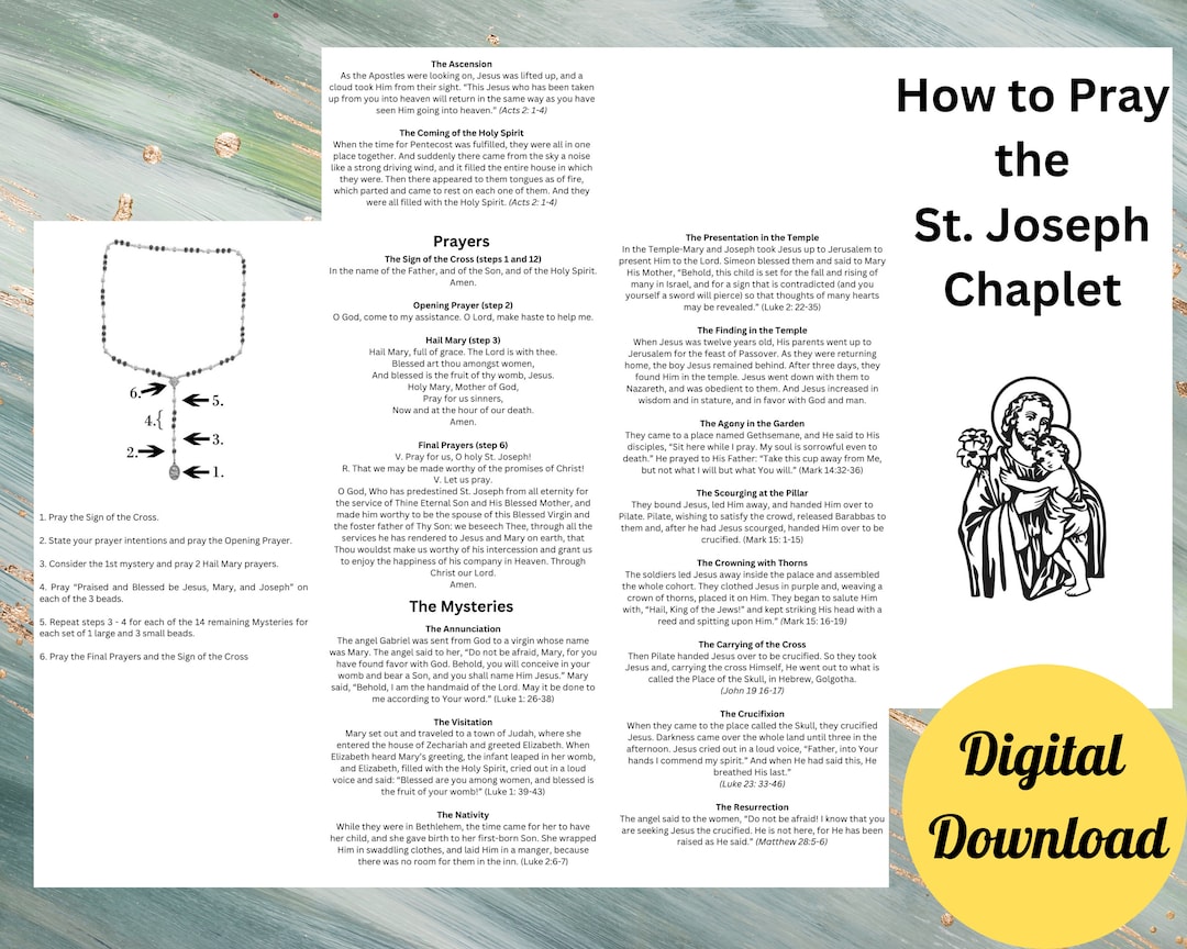 How to Pray the St. Joseph Chaplet Guide, Catholic Devotional Booklet ...