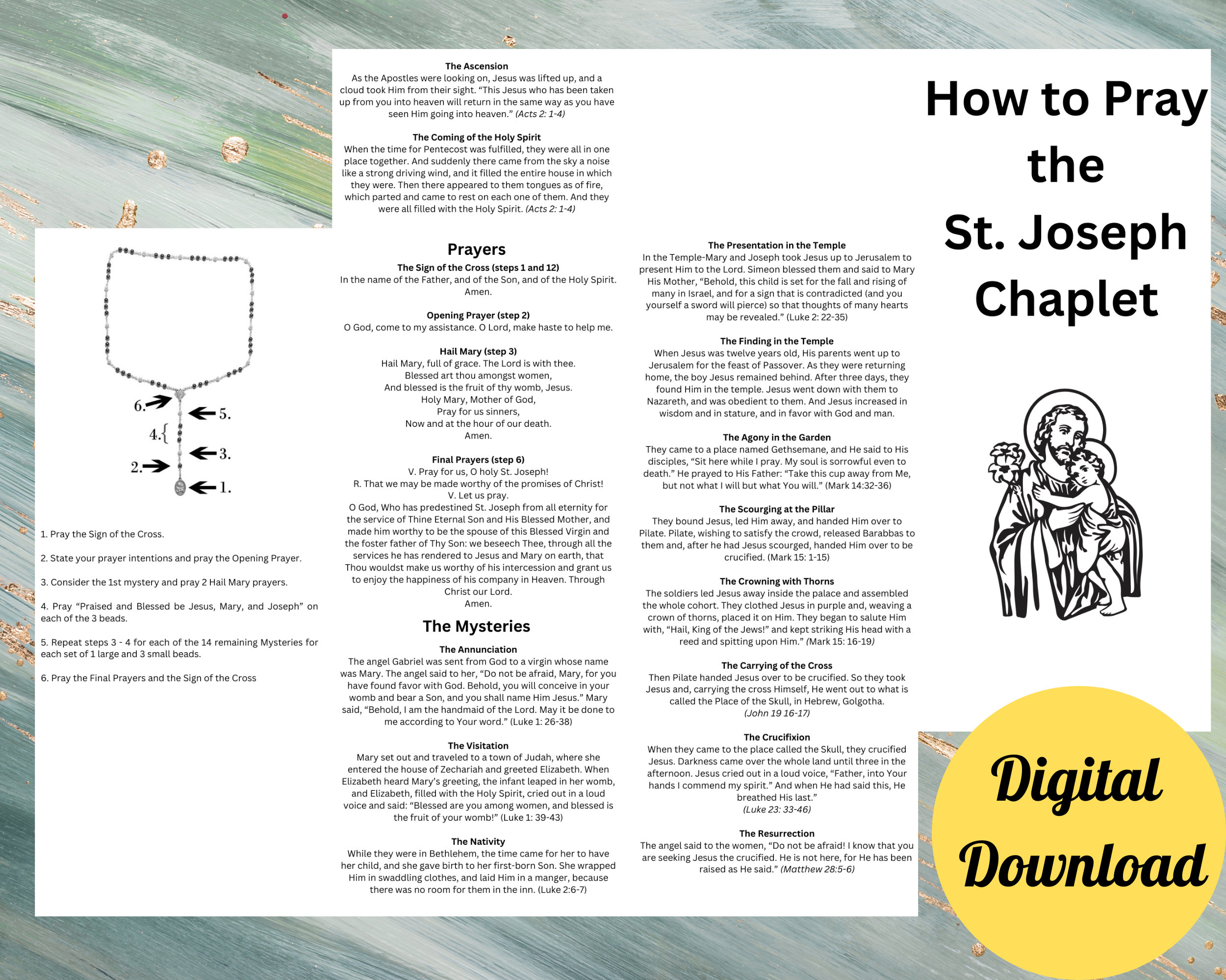 How to Pray the St. Joseph Chaplet Guide, Catholic Devotional Booklet ...