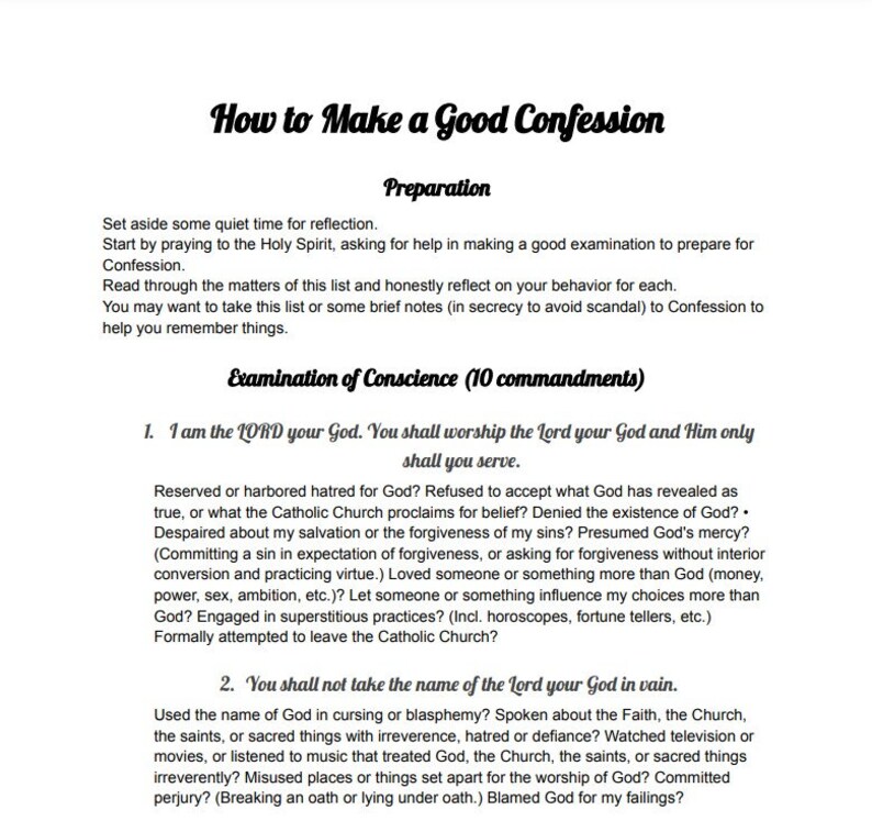 How to Make a Good Confession Guide - Etsy