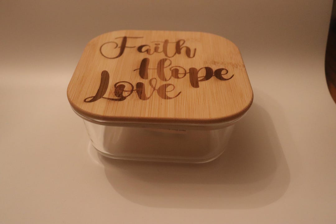 18oz Square Glass Food Storage Container With Laser Engraved Bamboo Lid ...