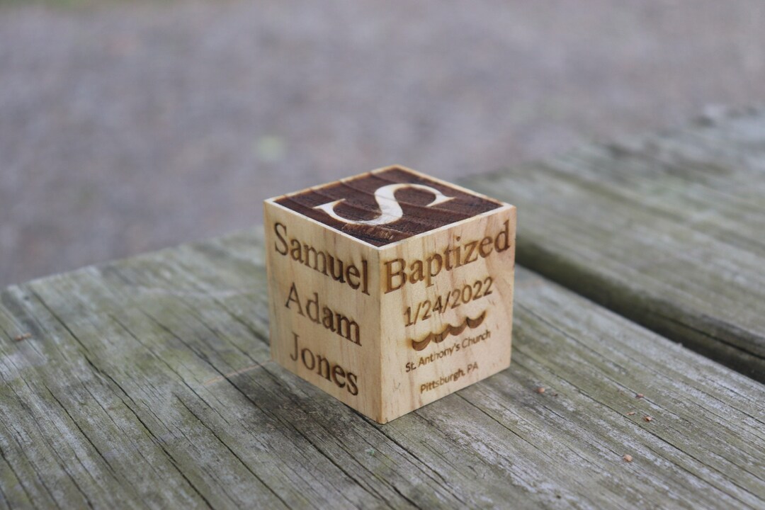 Custom Laser Engraved Memorial Cube, Birth, Baptism, First Communion ...