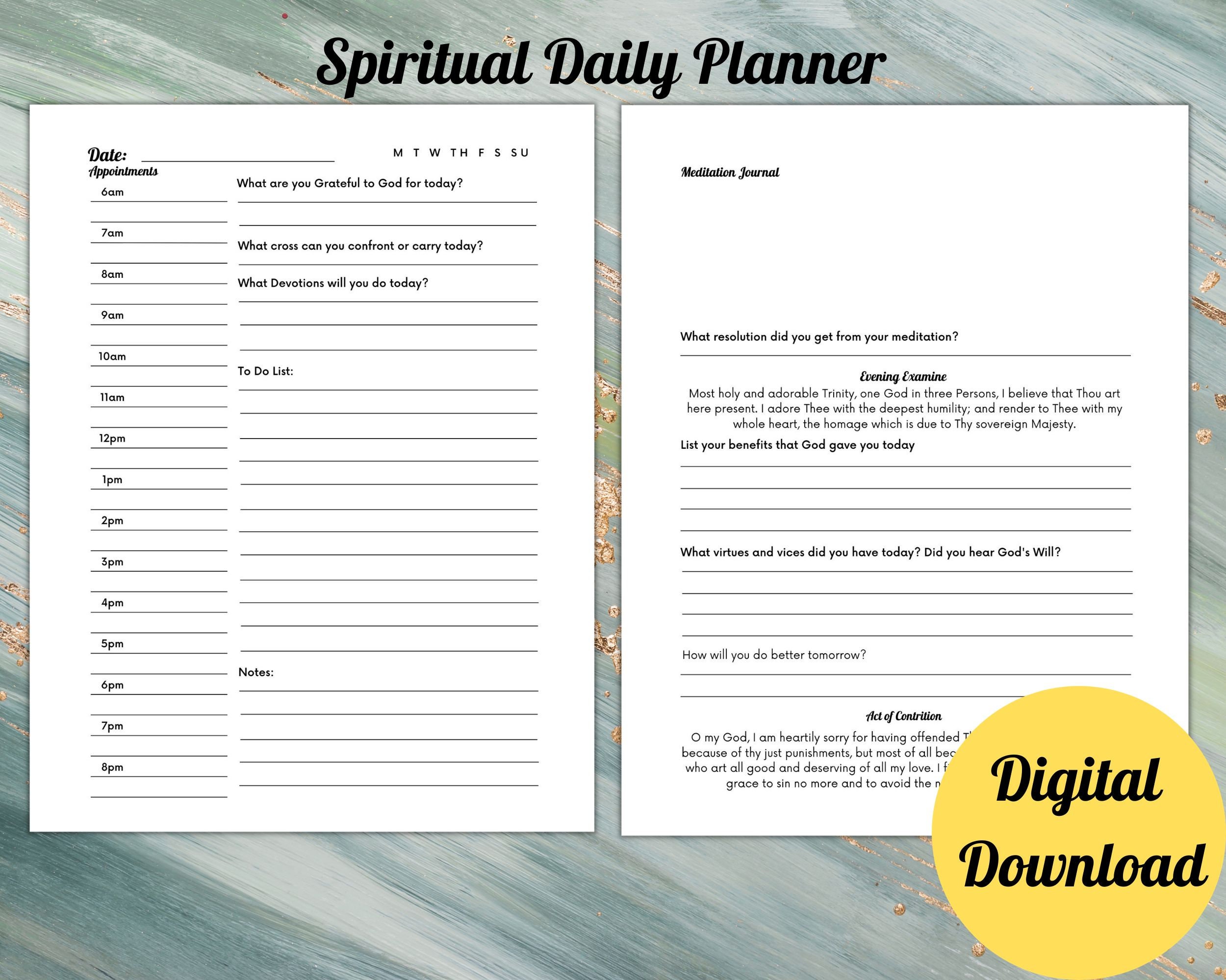 Catholic Spiritual Daily Planner for Busy Mom Meditation Journal ...