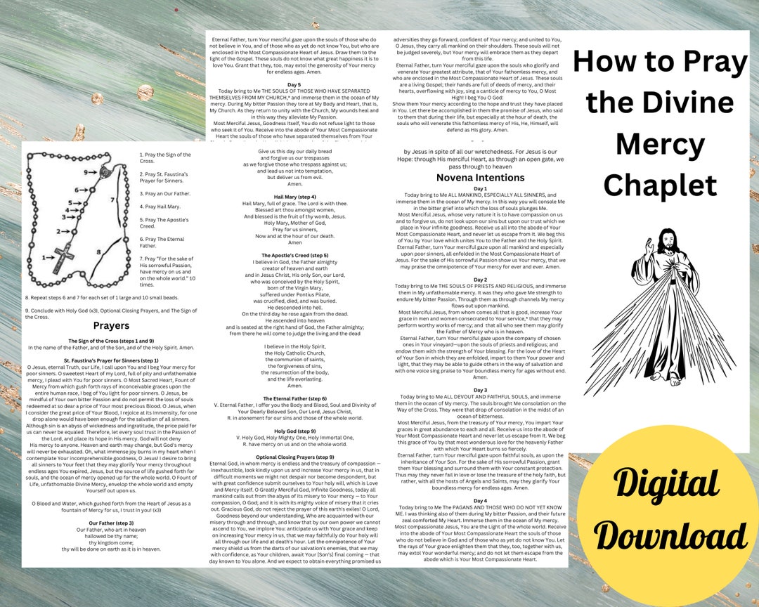 How to Pray the Divine Mercy Chaplet Guide, Catholic Devotional Booklet ...