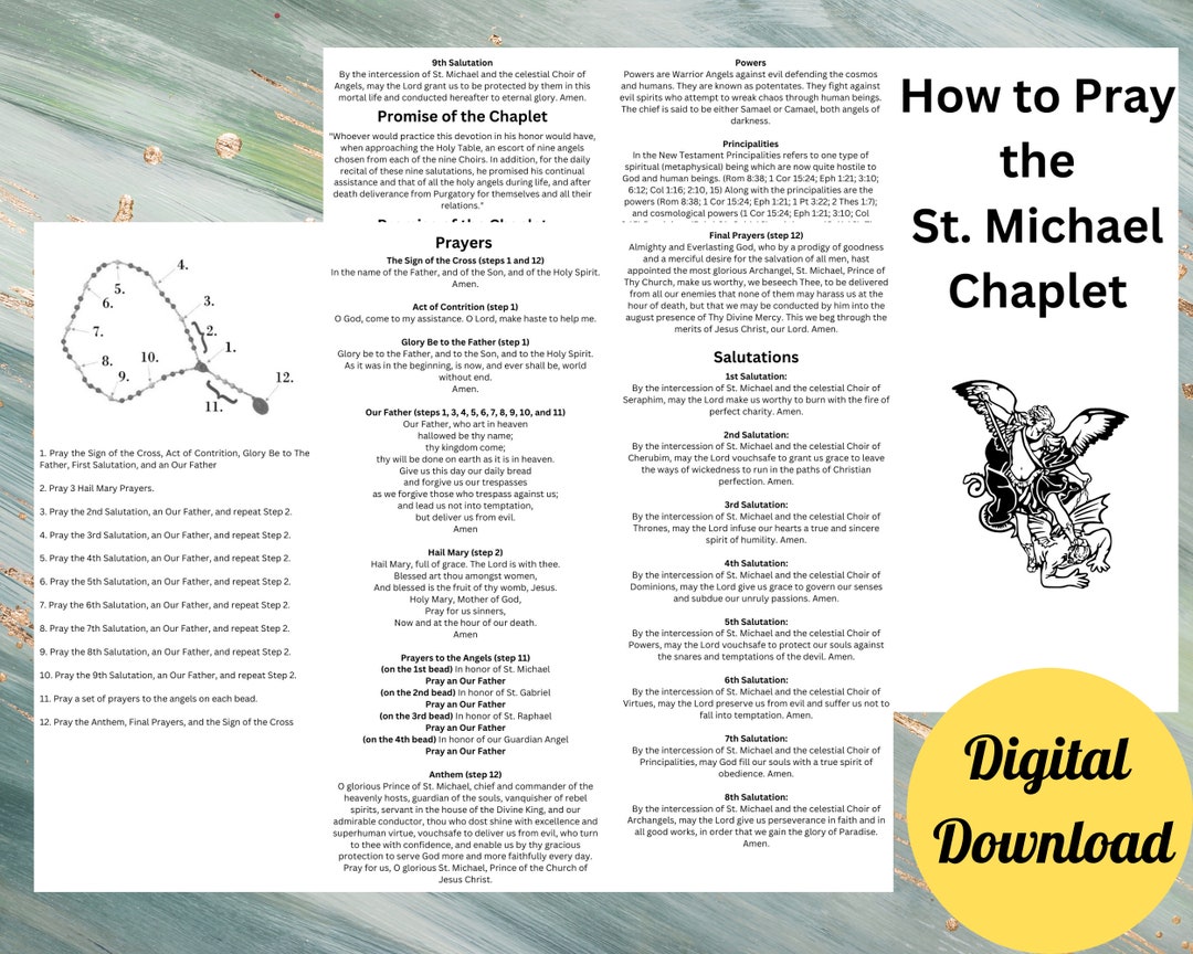 How to Pray the St. Michael Chaplet Guide, Catholic Devotional Booklet ...