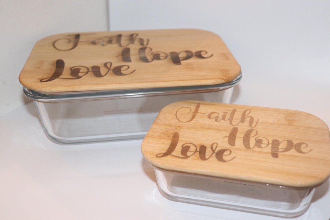 Rectangular Glass Food Storage Container With Laser Engraved Bamboo Lid ...
