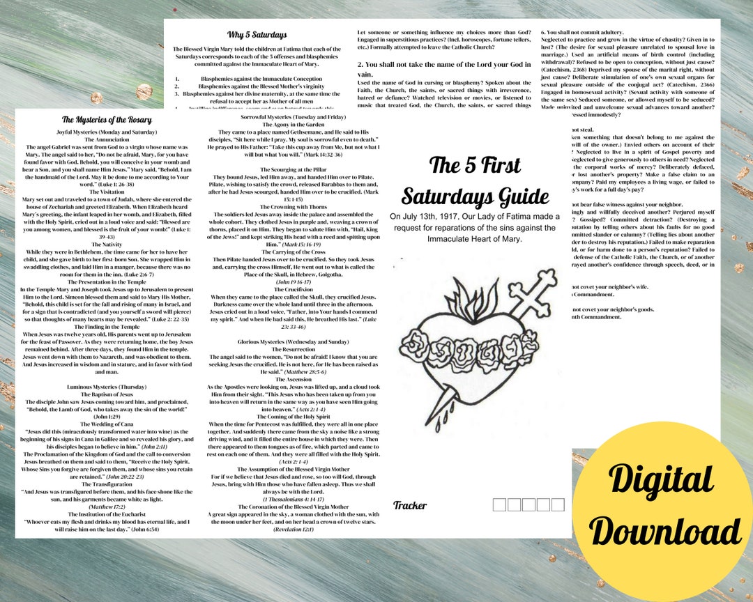 The 5 First Saturday Devotion How to Five First Saturday Tracker for ...