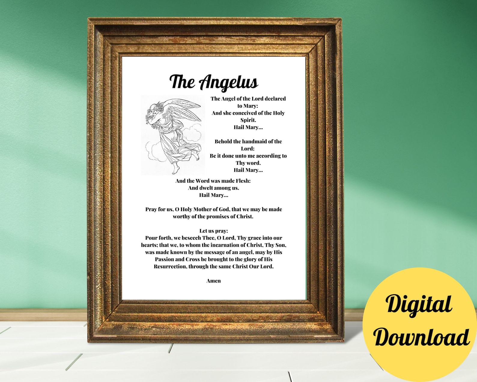 The Angelus Wall Art Catholic the Angelus Poster Prayer Catholic Wall ...