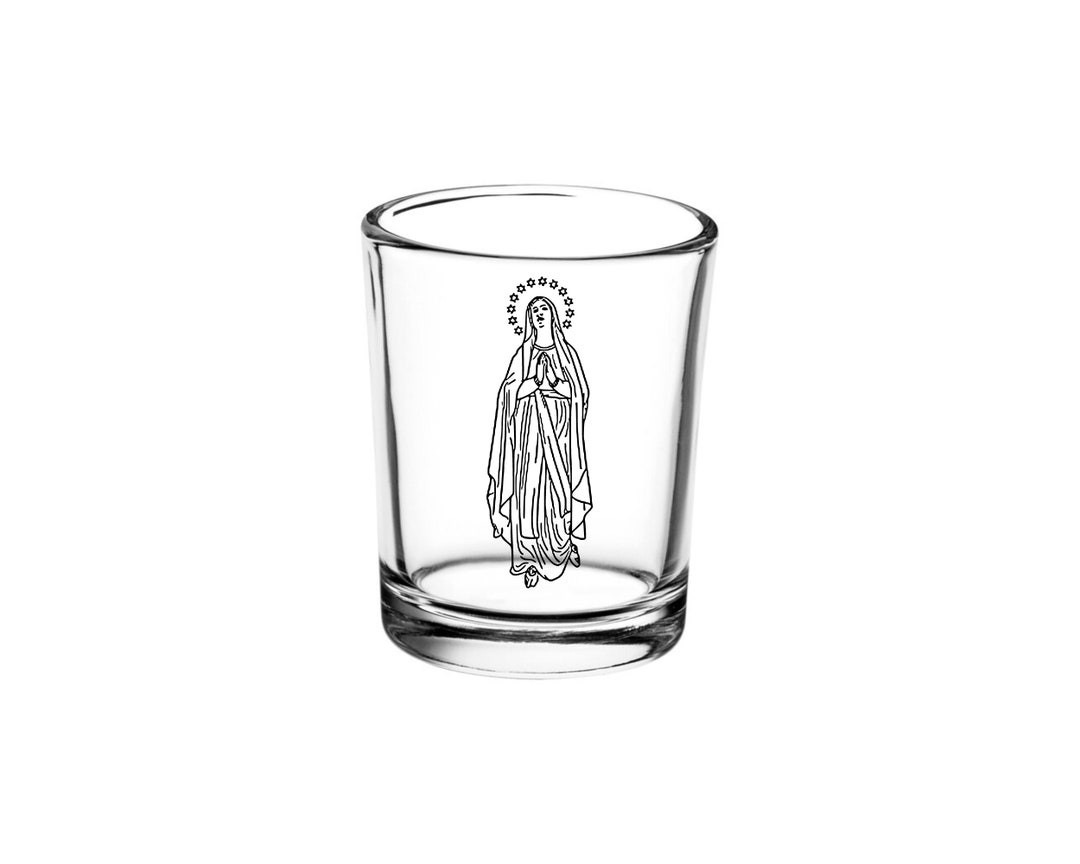 Our Lady of Lourdes, Mother Mary Clear Votive Holder – Catholic Marian ...