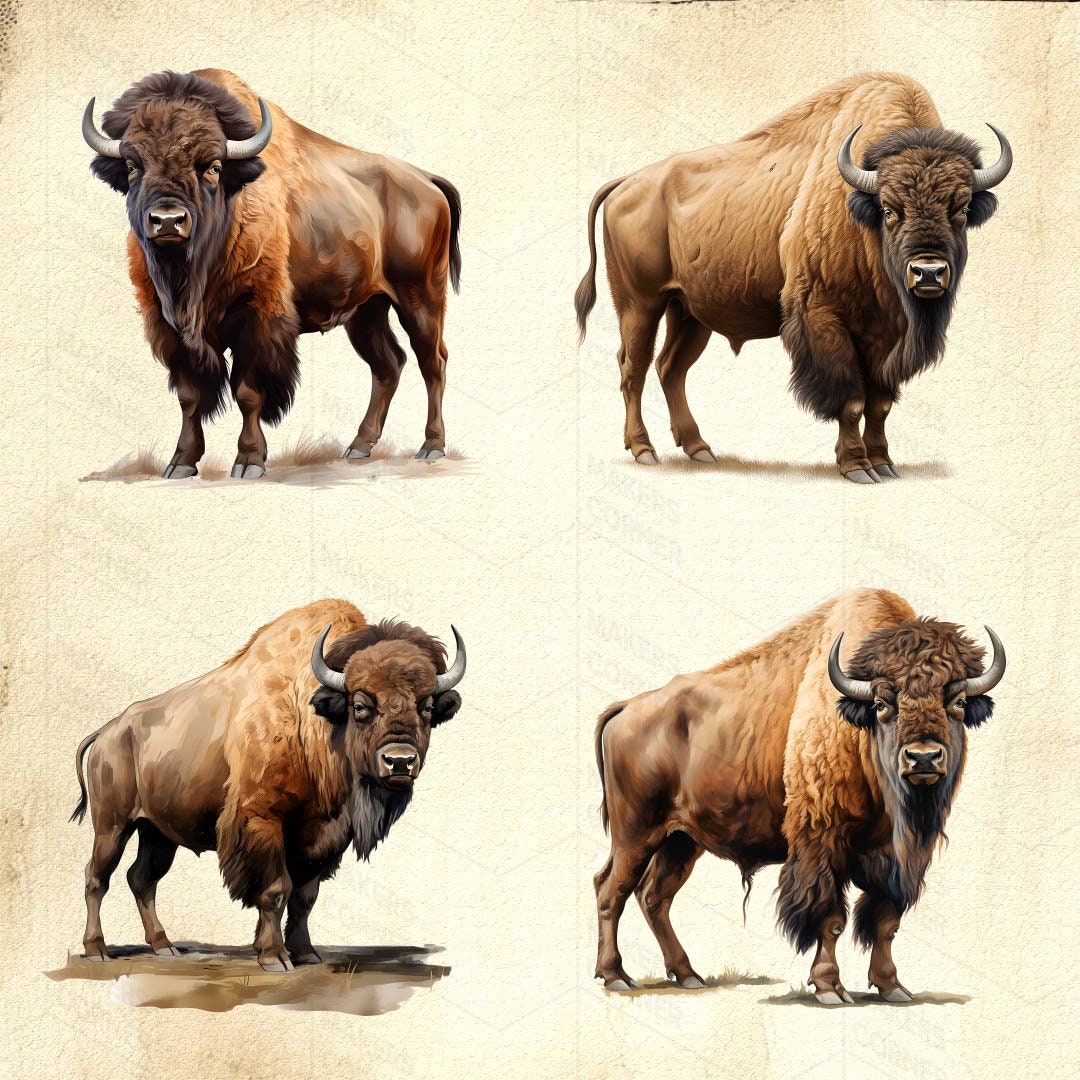 European Bison Clip Art Collection High-quality Digital Downloads for ...