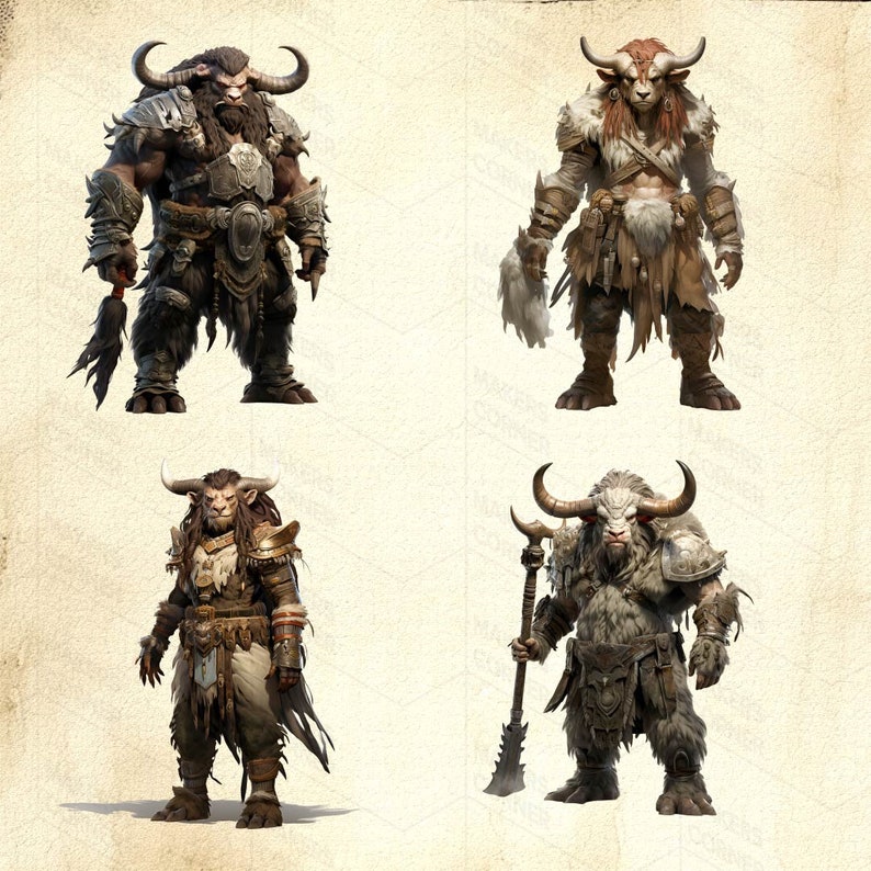 Tribe of the Bull-men Clip Art Collection for Art and Design, Games ...