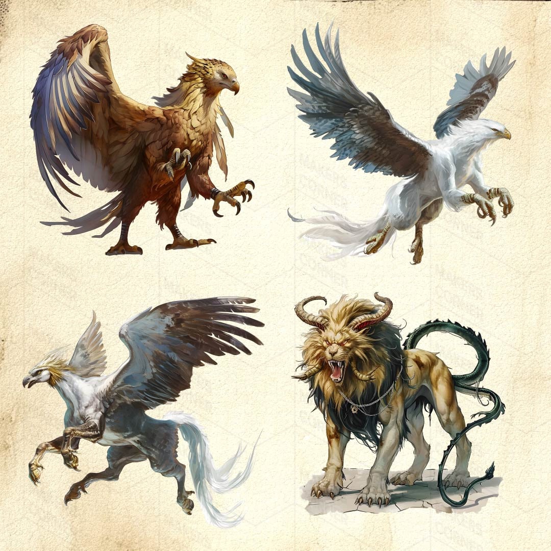 Mythical Creatures Clip Art Collection for Art and Design, Fantasy Art ...