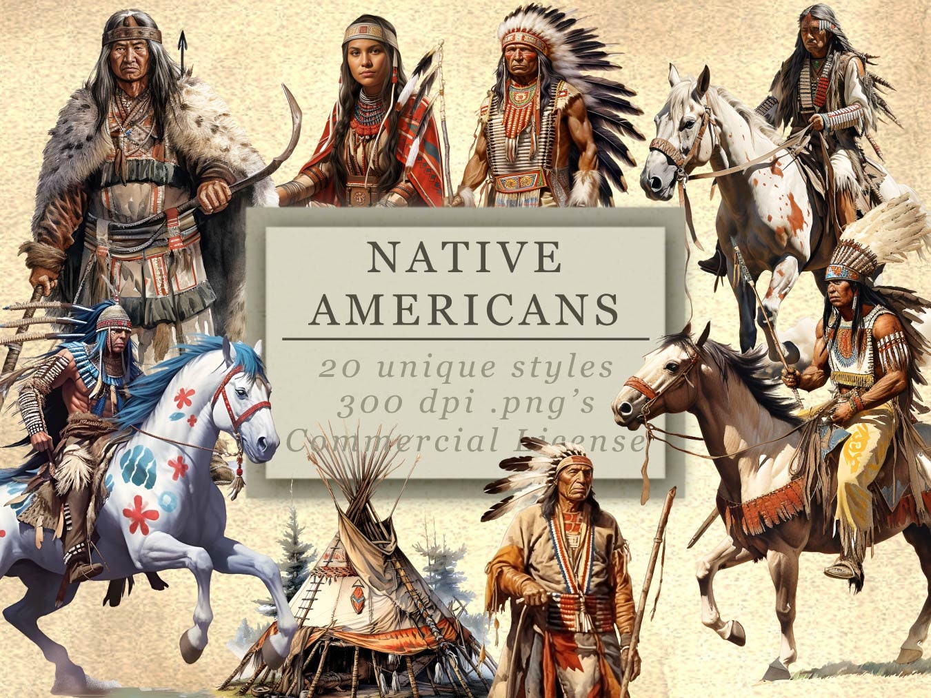 Native American Warriors Clip Art Collection for Art and Design ...