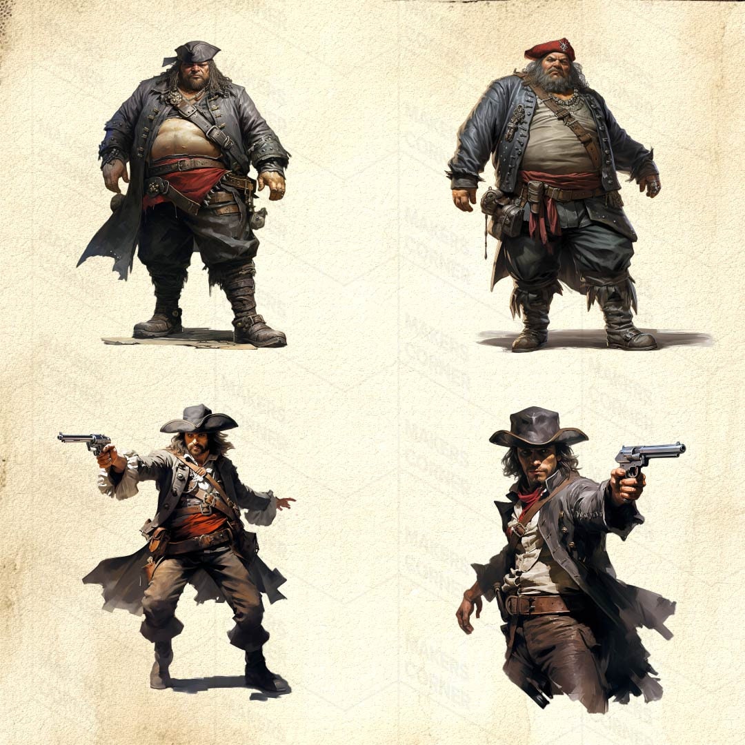 Seafaring Pirates Clip Art Collection for Art and Design, Digital ...