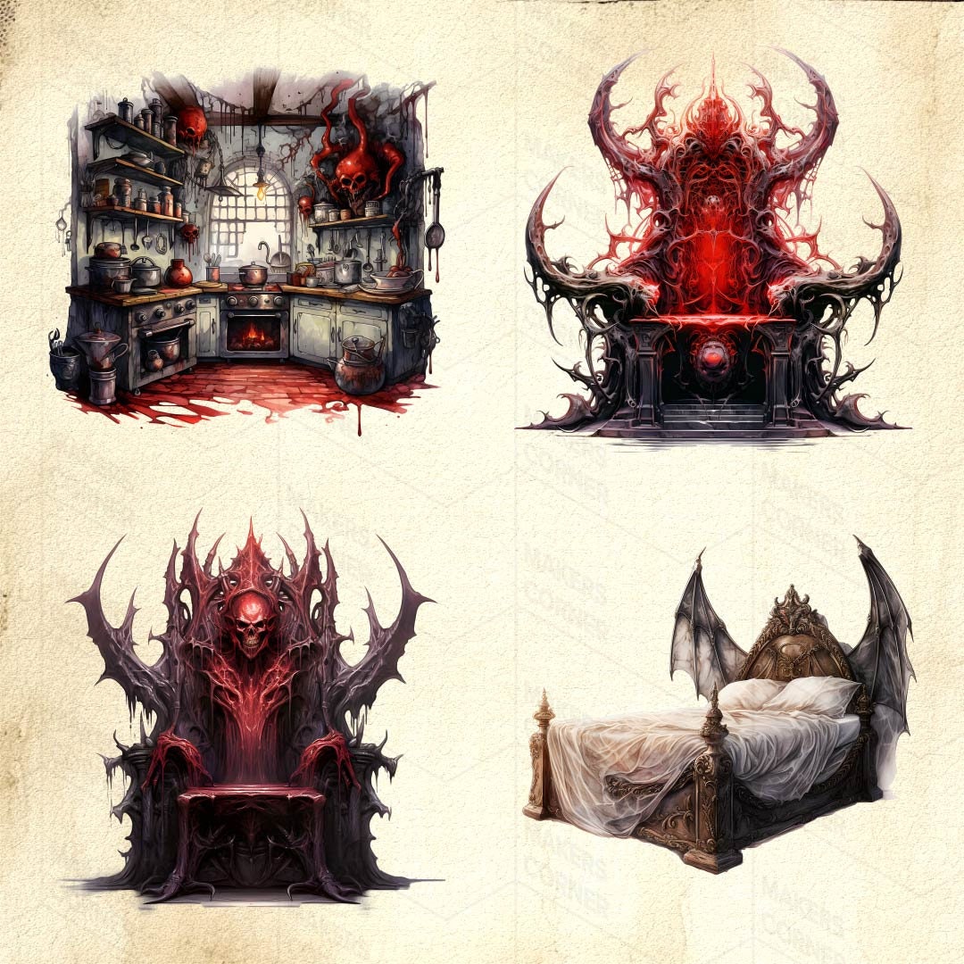Demonic Furniture Clip Art Collection Fantasy Rooms and Furniture ...