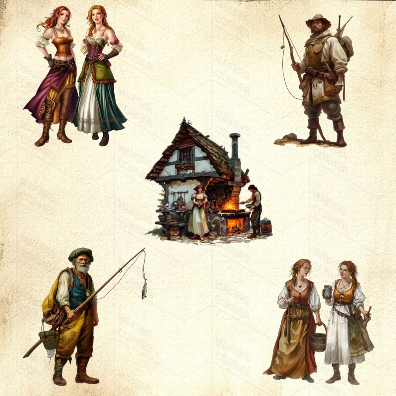 Human Villagers NPC Clip Art Collection for Art and Design, RPG ...