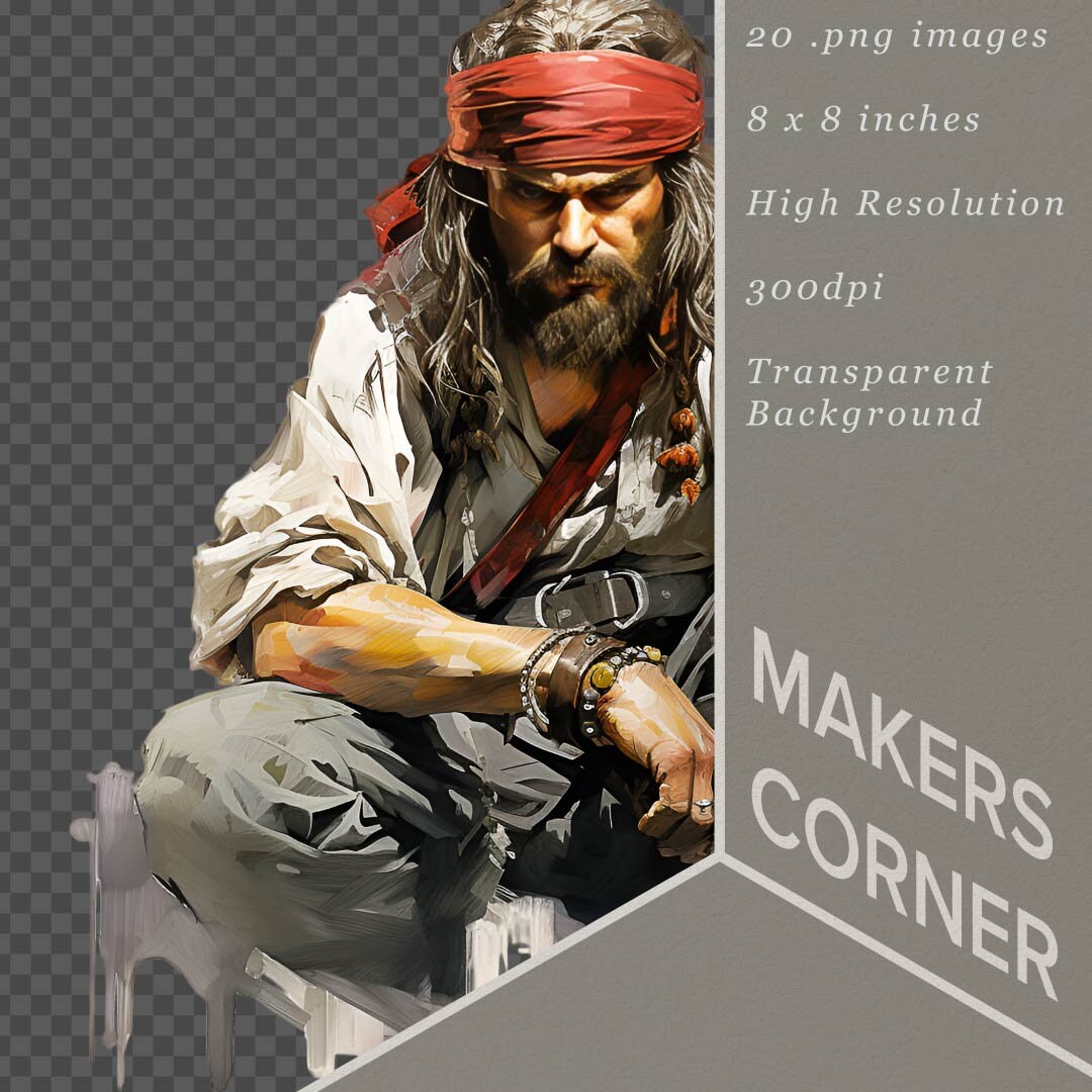 Seafaring Pirates Clip Art Collection for Art and Design, Digital ...