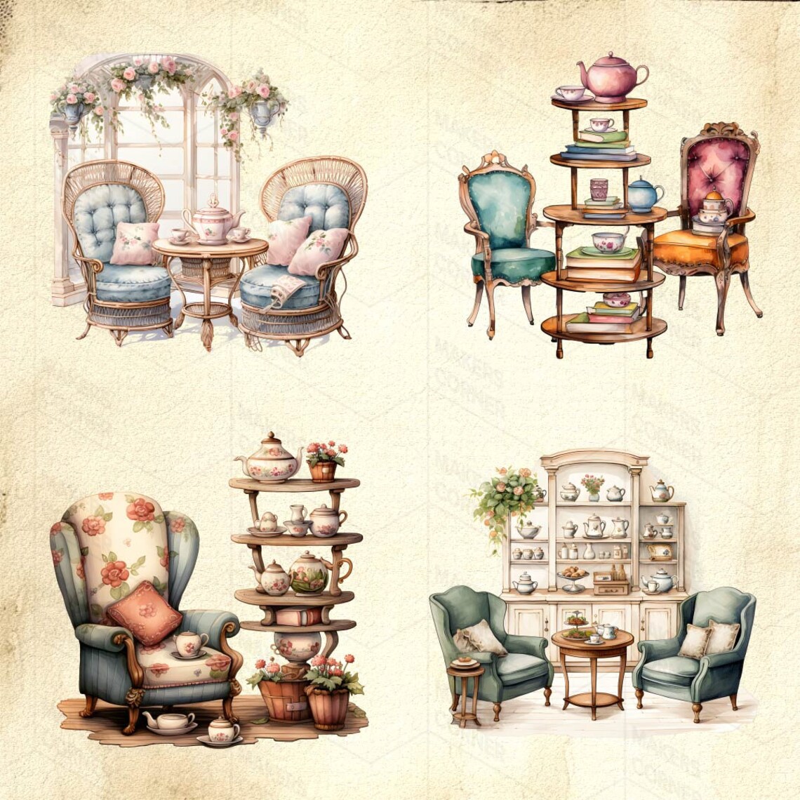 Whimsical Wonderland: Timeless Tea Room Clip Art Collection Enchanting ...