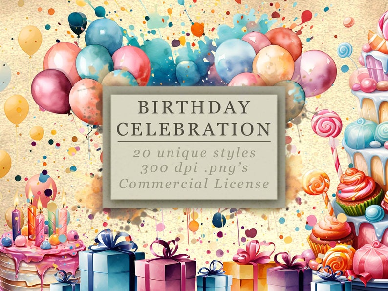 Birthday Celebration Clip Art Collection for Art and Design - Etsy
