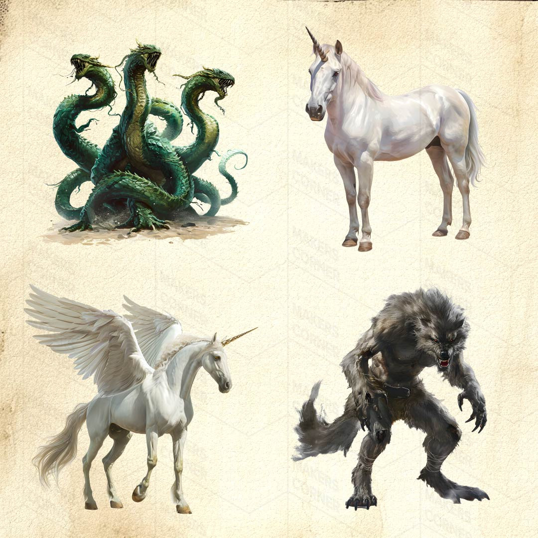 Mythical Creatures Clip Art Collection for Art and Design, Fantasy Art ...