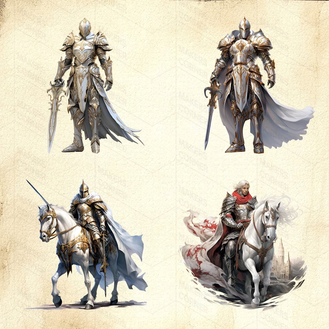 Righteous Paladins Clip Art Collection for Art and Design, RPG, Instant ...