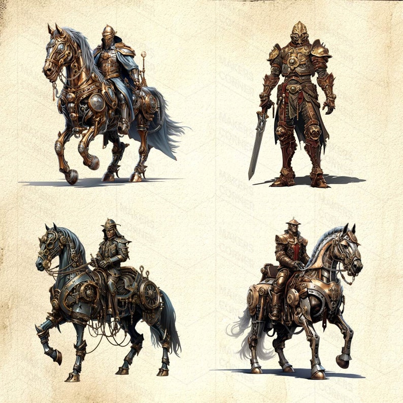 Steampunk Knights Clip Art Collection Digital Download for Art and ...