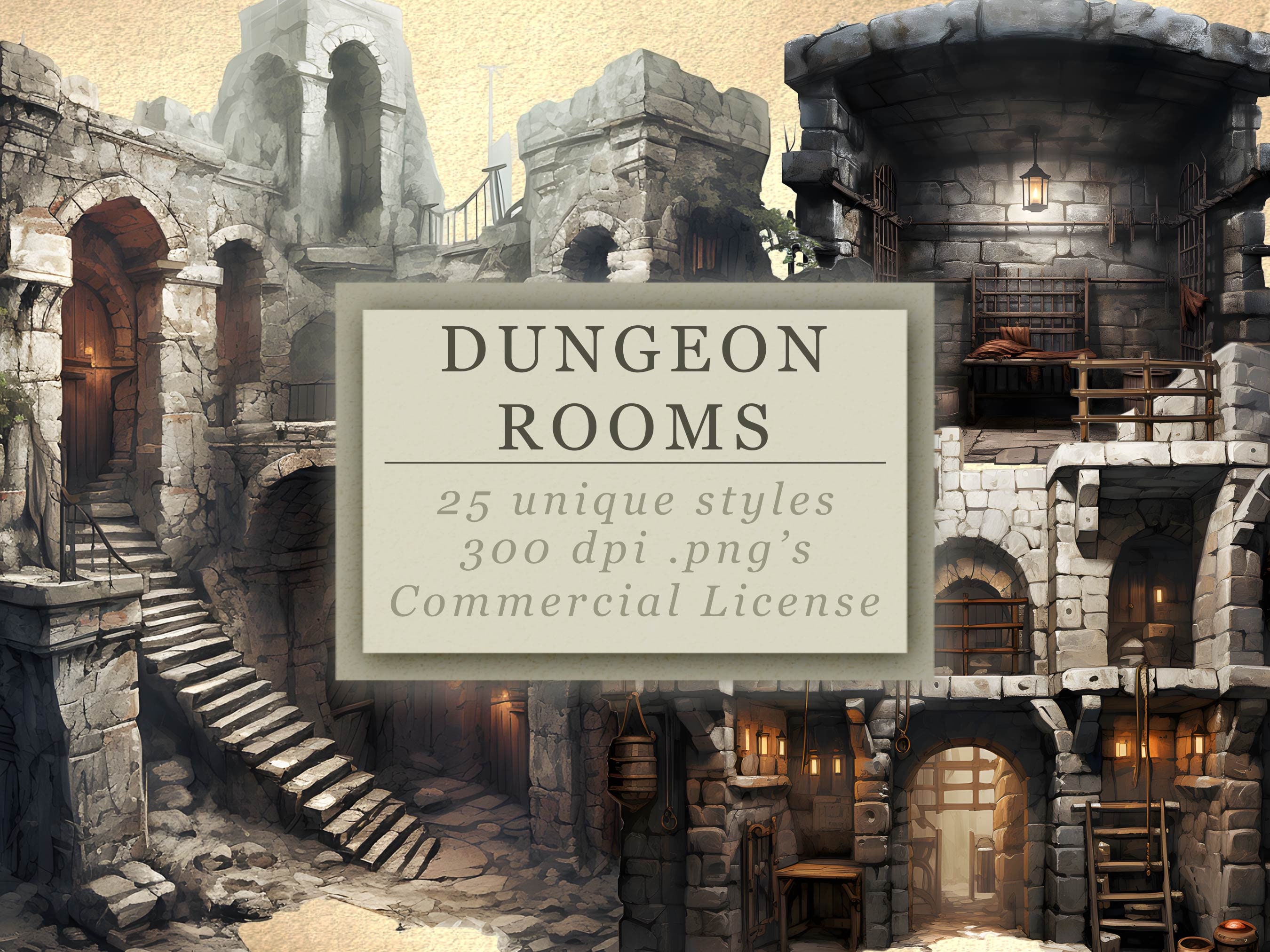 Dungeon Rooms Clip Art Collection Fantasy Rooms and Furniture Graphics ...
