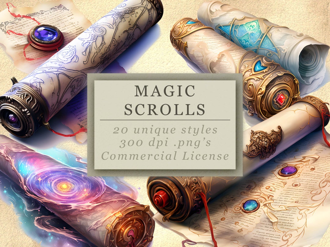 Magic Scrolls Clip Art Collection - Fantasy Magical Graphics - Digital ...