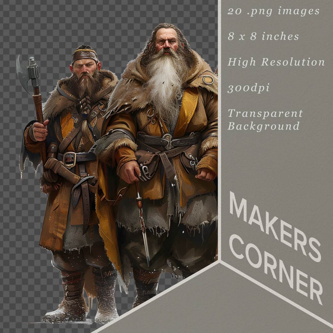 Dwarven Villagers Clip Art Collection for Art and Design, RPG Graphics ...