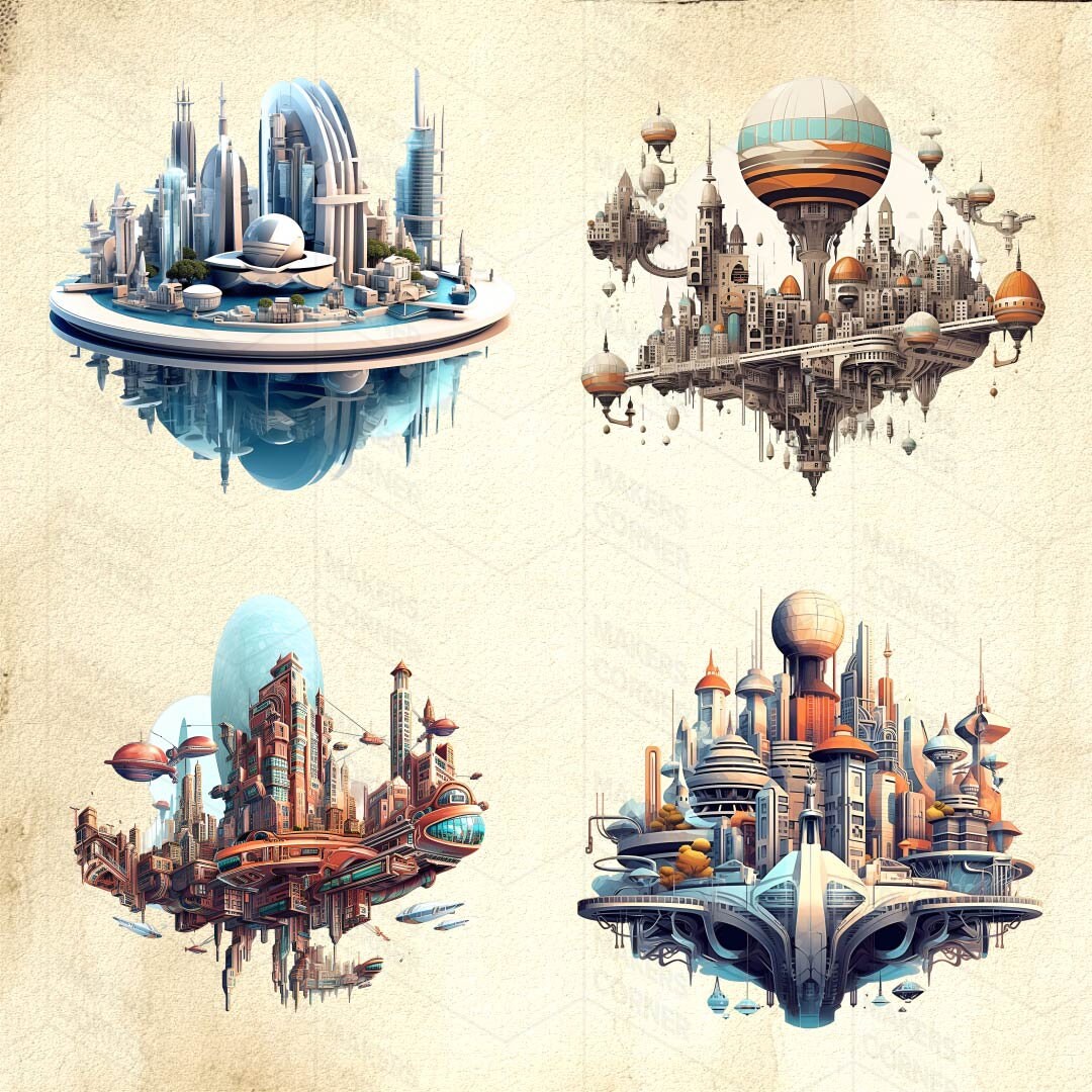 Neofuture Cities Clip Art Collection for Fantasy Art and Design ...
