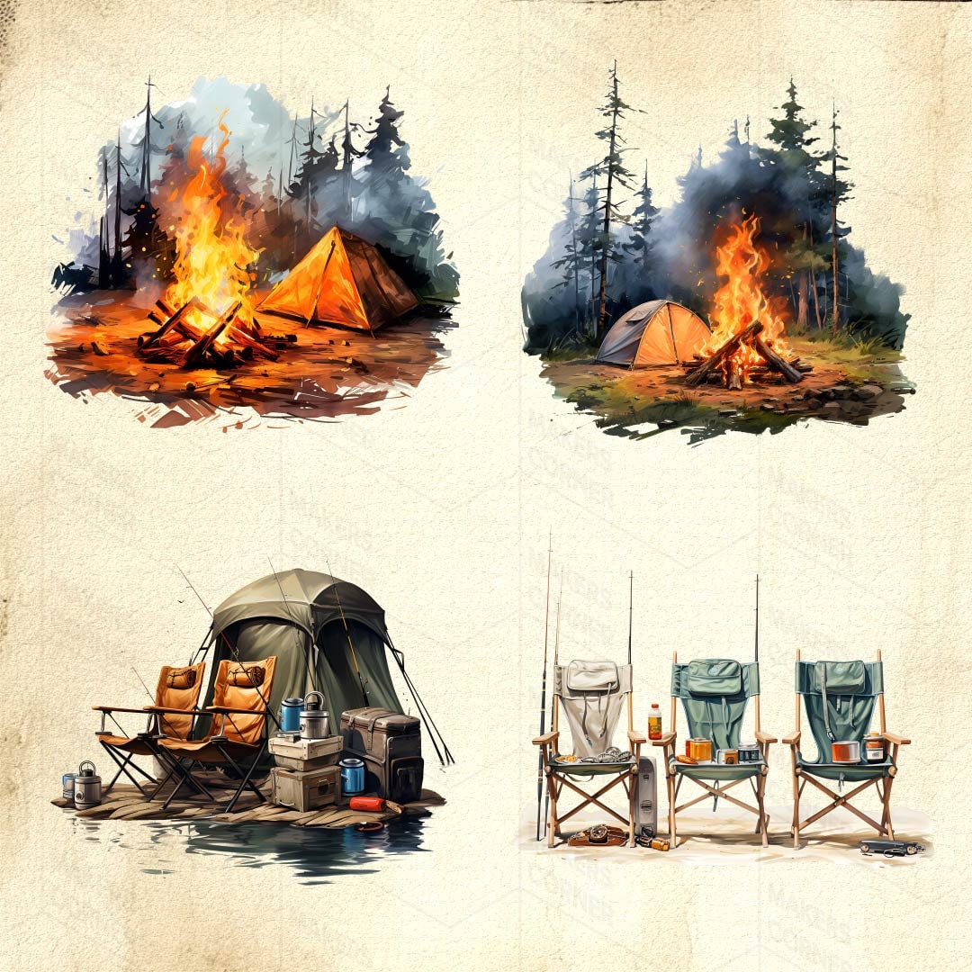 Camping Trip Clip Art Collection for Art and Design Holiday - Etsy