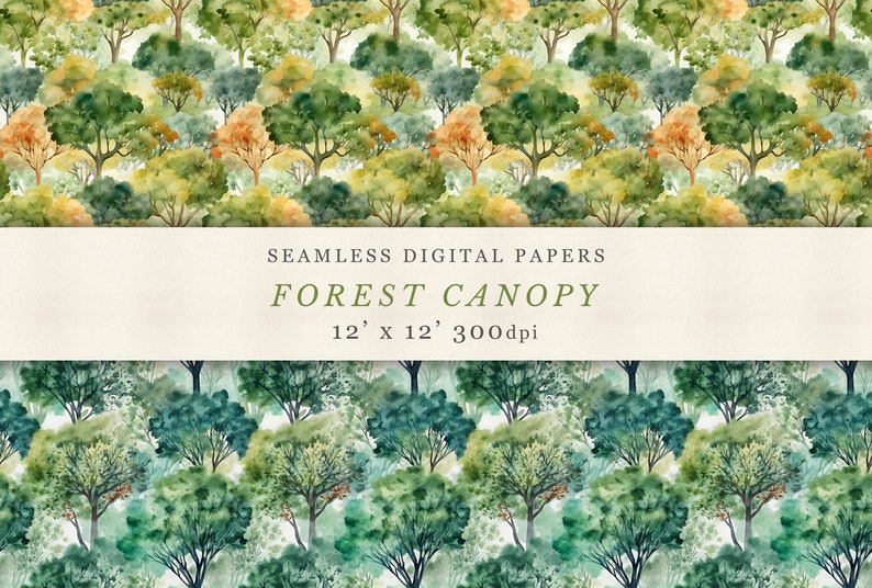 Forest Canopy Digital Design Papers Forest Pattern Woodland - Etsy