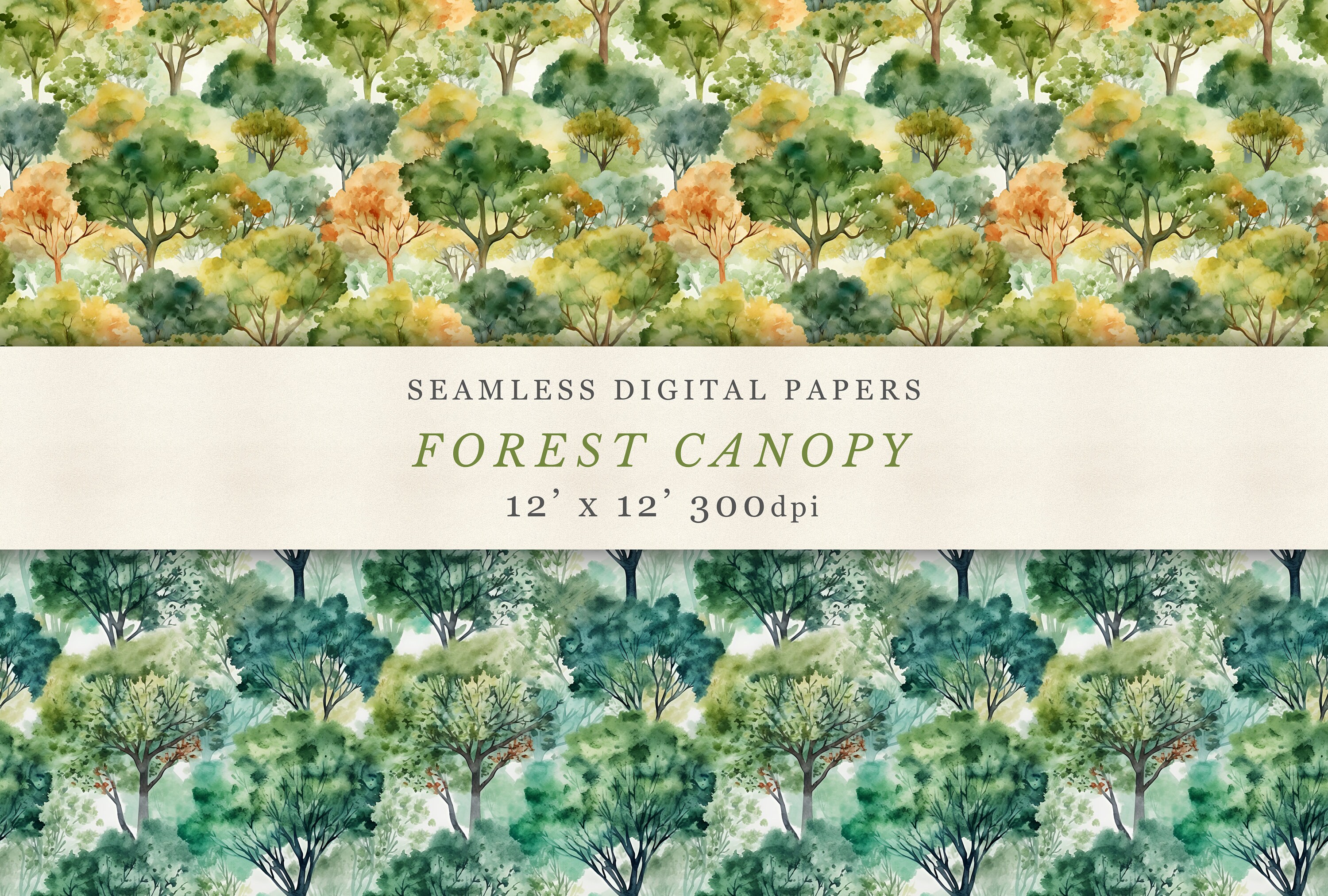 Forest Canopy Digital Design Papers Forest Pattern Woodland - Etsy