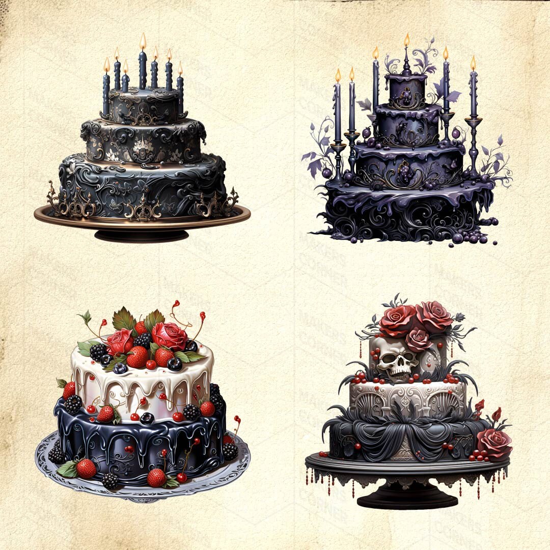 Gothic Halloween Cakes Clip Art Collection for Art and Design - Etsy