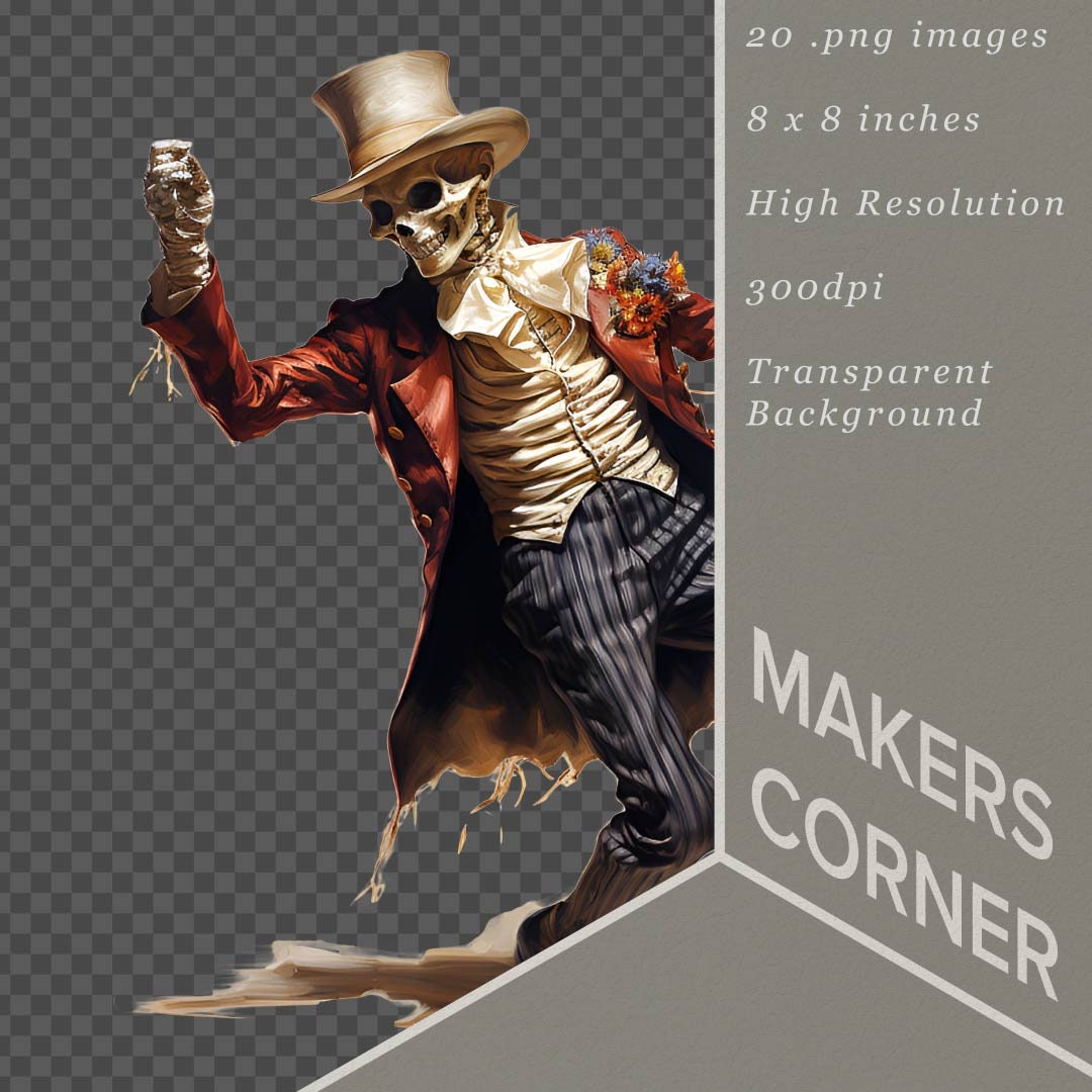 Funky Skeletons Clip Art Collection for Art and Design, Halloween ...