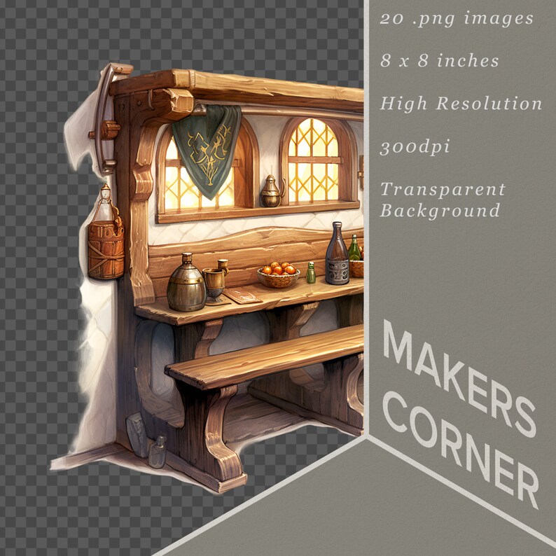 Fantastical Tavern Furniture Clip Art Collection for Fantasy Art and ...