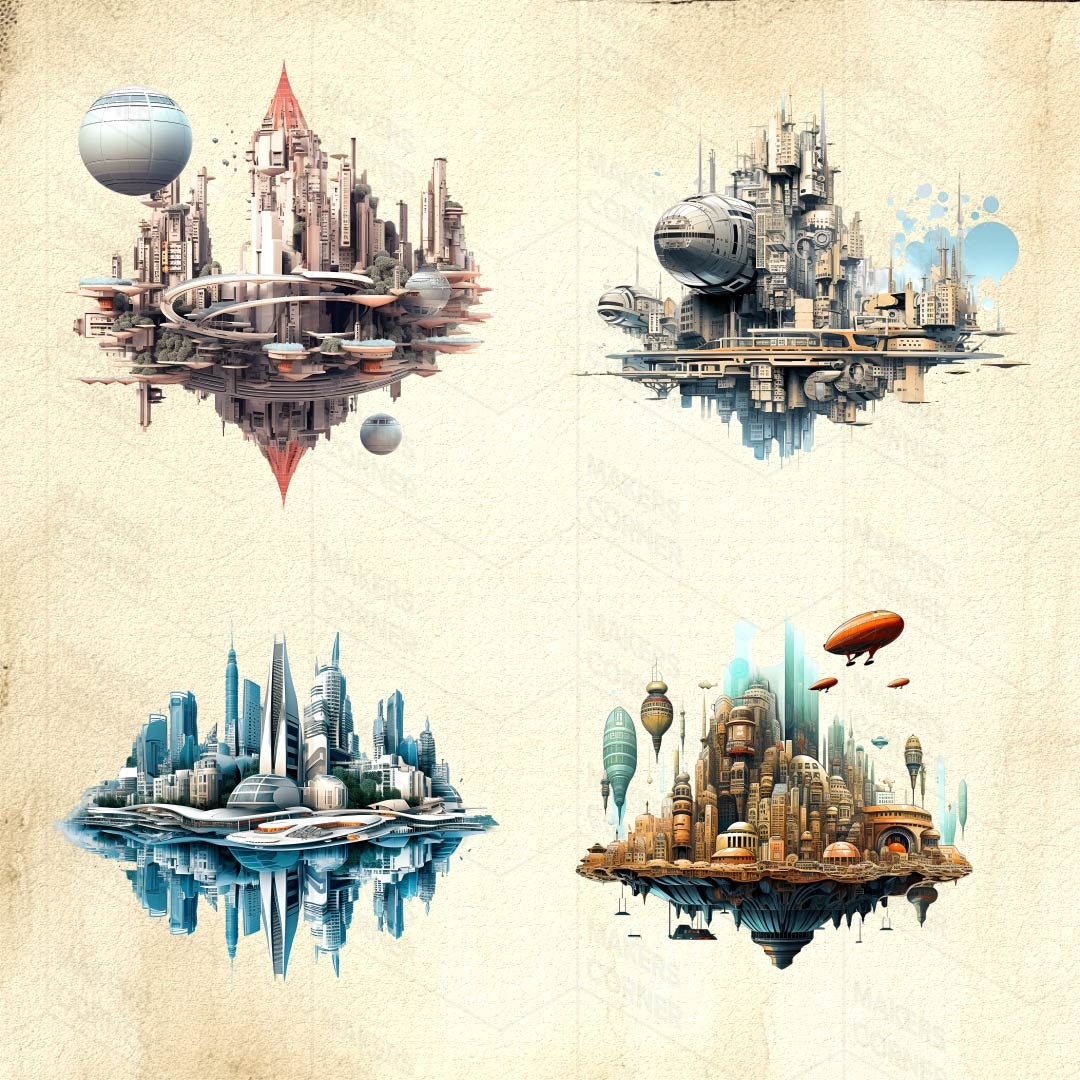 Neofuture Cities Clip Art Collection for Fantasy Art and Design ...