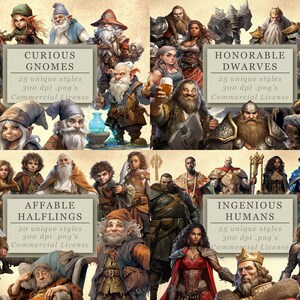 15 Packs! 345 Pngs! Ultimate Fantasy Race Clip Art Bundle for Art and ...