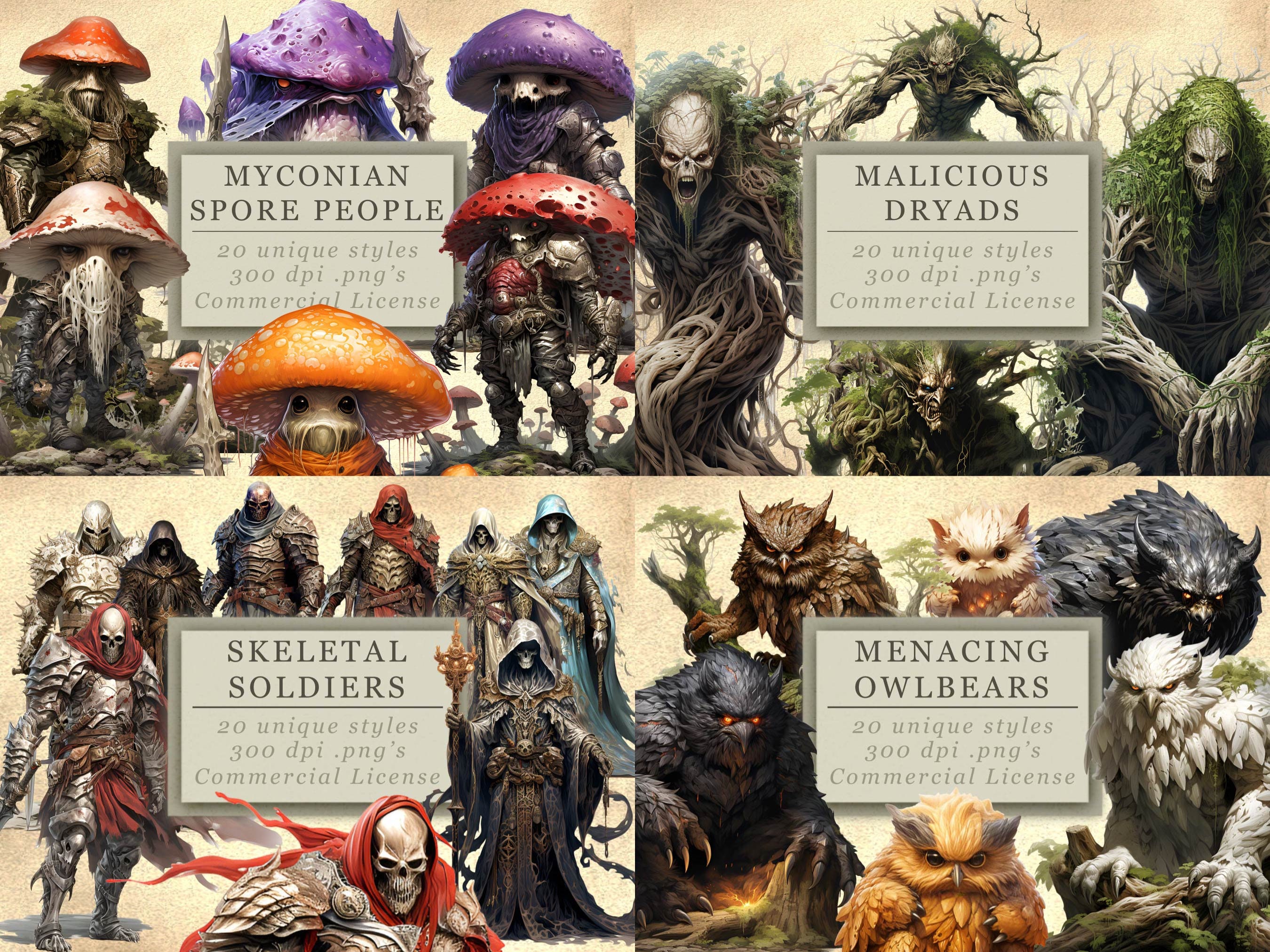 16 Packs 320 Pngs Ultimate RPG Enemy Clip Art Bundle for Art and Design ...