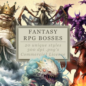 Fantasy RPG Bosses Clip Art Collection for Art and Design, Fantasy Art ...