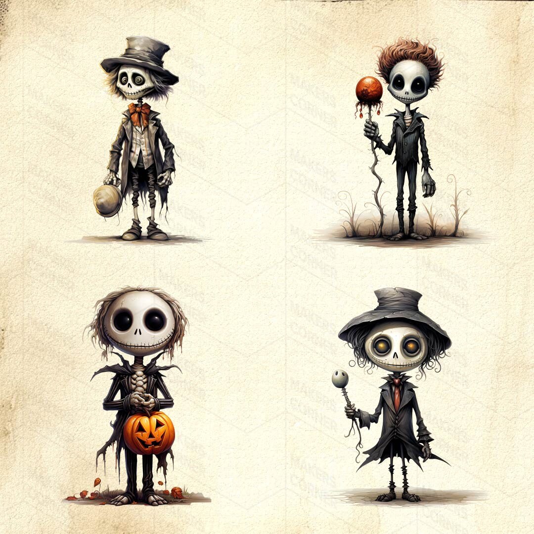 Halloween Skeletons Clip Art Collection for Art and Design - Etsy