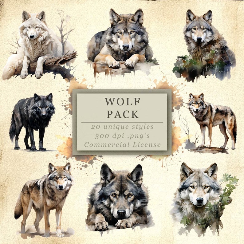 Wolf Pack Clip Art Collection for Art and Design Instant - Etsy
