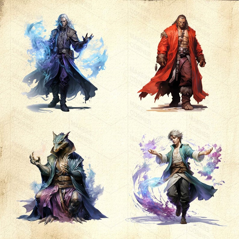 Gifted Sorcerers Clip Art Collection for Art and Design, RPG Graphics ...